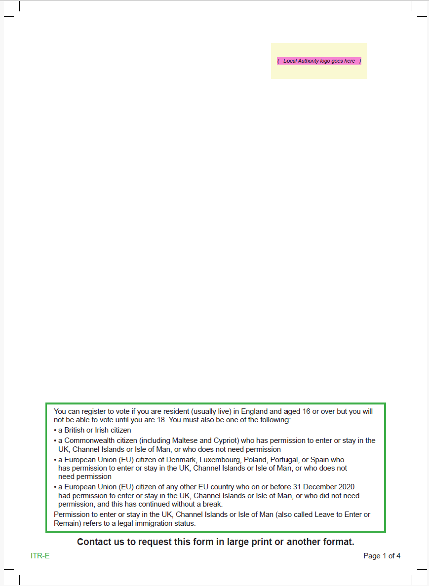Registration forms and letters | Electoral Commission