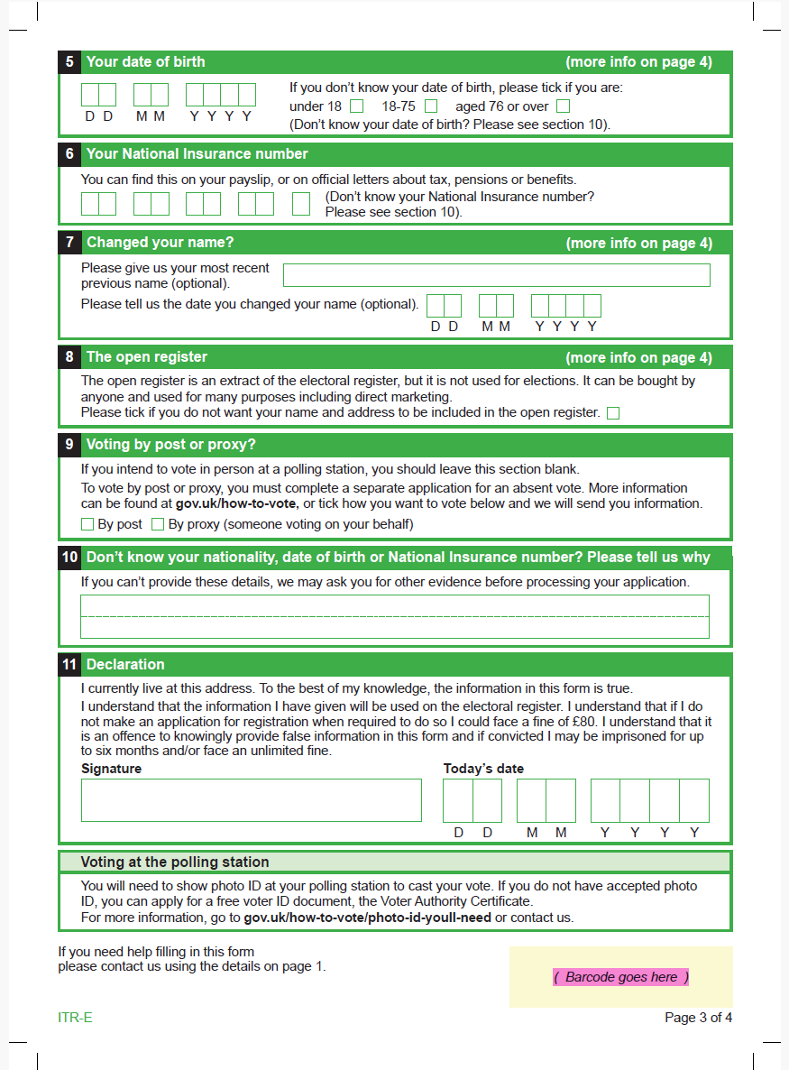 Registration forms and letters | Electoral Commission